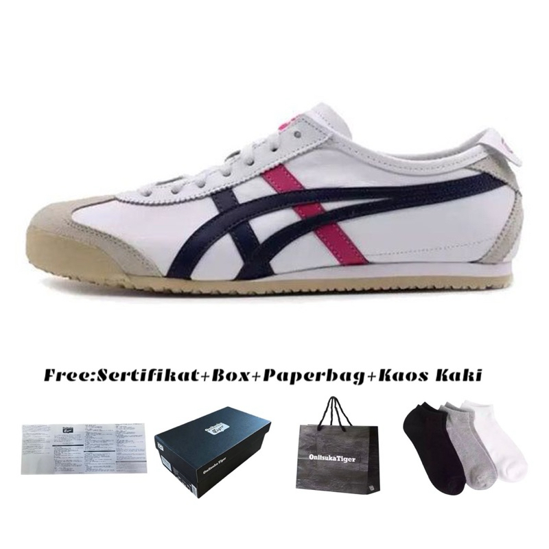 Jual Sepatu 0nitsuka Mexico 66 Original White Navy Pink | Shopee Indonesia