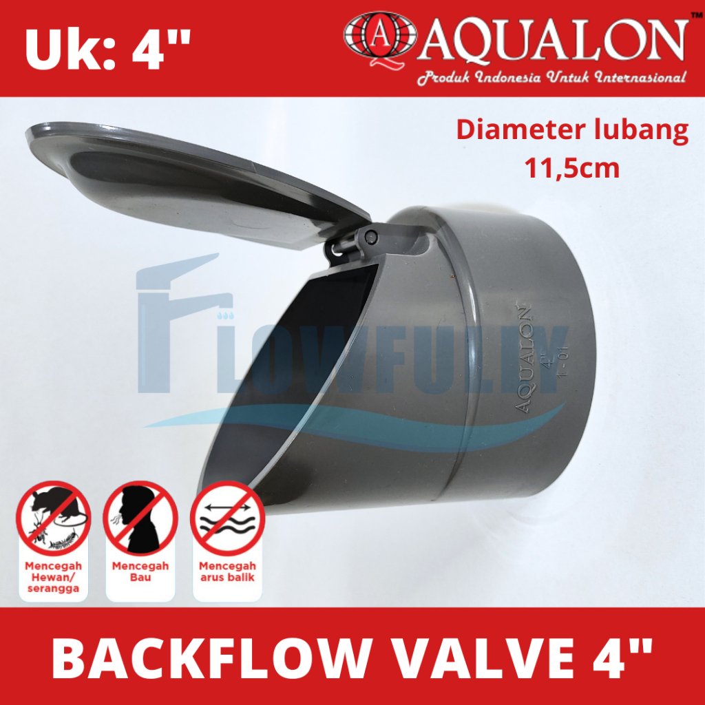 Jual BACKFLOW VALVE 4 INCH AQUALON PVC TUTUP PIPA PEMBUANGAN GOT BACK ...