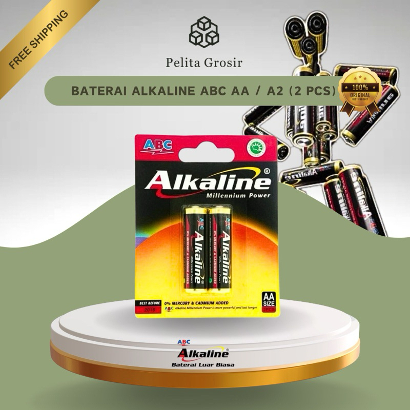 Jual BATERAI ALKALINE ABC AA / A2 ISI 2PCS | Shopee Indonesia