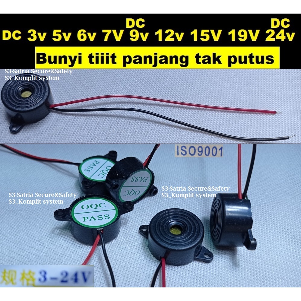 Jual Hitam BUZZER 3CM DC 3V - 24V on aktif suara speaker long sound ...