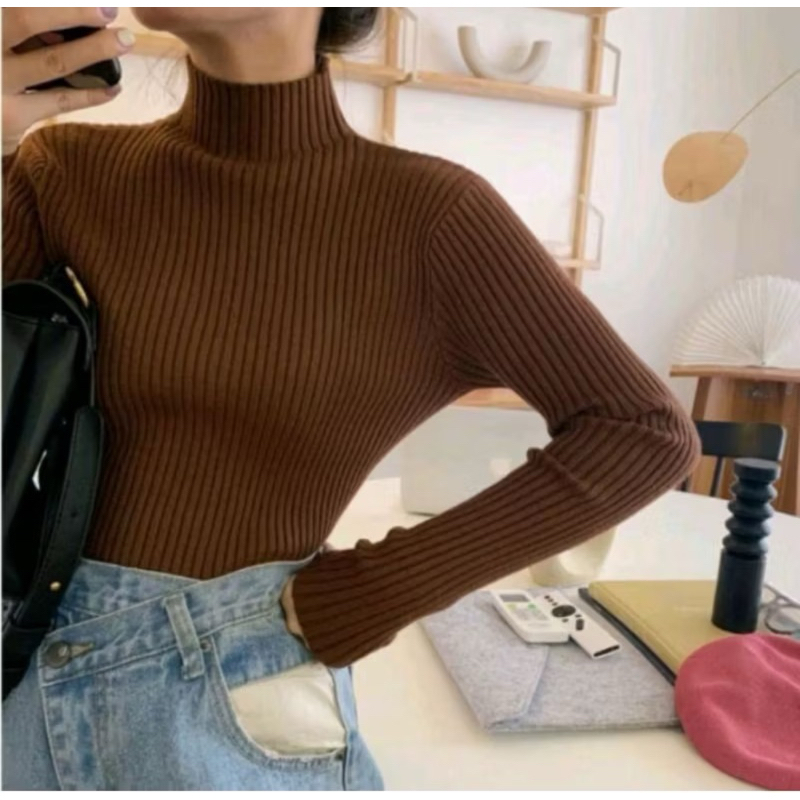 Jual inner rajut Aisha baju dalaman turtleneck knit manset lengan ...
