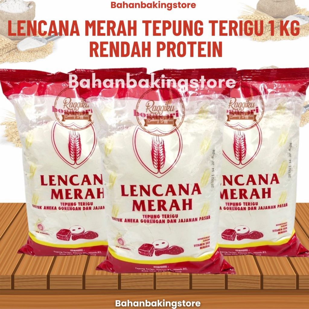 Jual LENCANA MERAH TEPUNG TERIGU 1 KG | TERIGU PROTEIN RENDAH 1KG ...