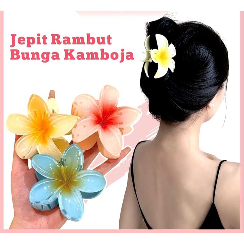 Jual FELIZ - Jepit Bunga Kamboja 8CM Jepit Rambut Wanita Bahan Akrilik ...