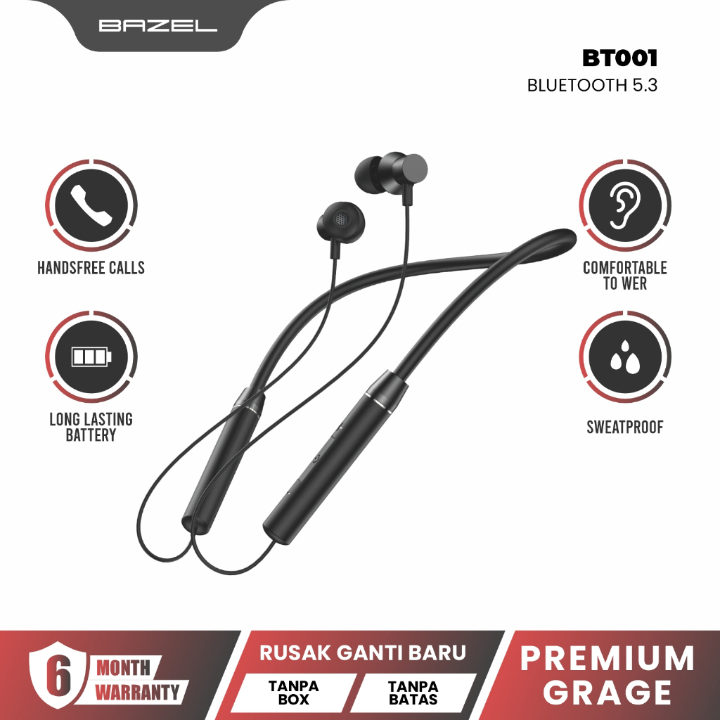 Jual Bazel Headset Sport Wireless Earphone Handsfree 5.3 - BT001 | Shopee Indonesia