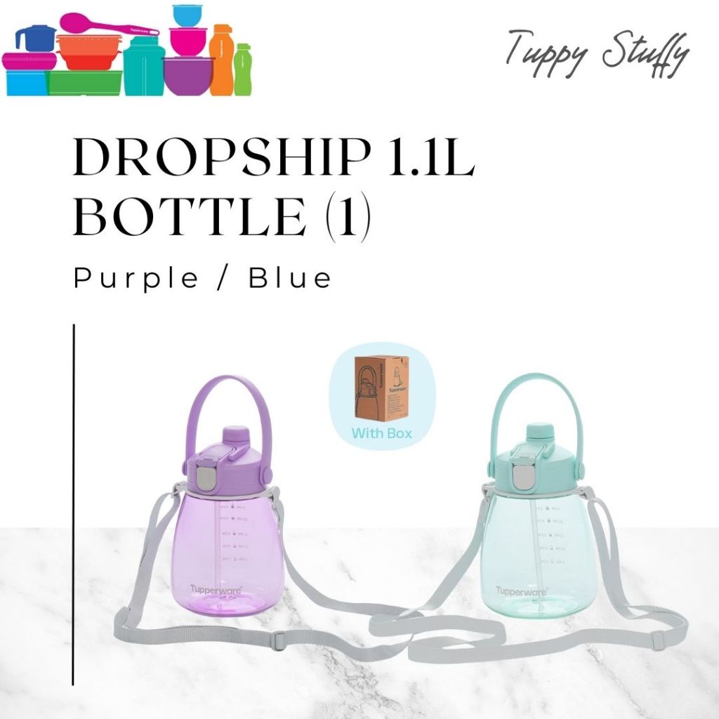 Jual Tupperware Aquadrop Dropsip 1.1L (1) - Purple & Blue | Botol ...