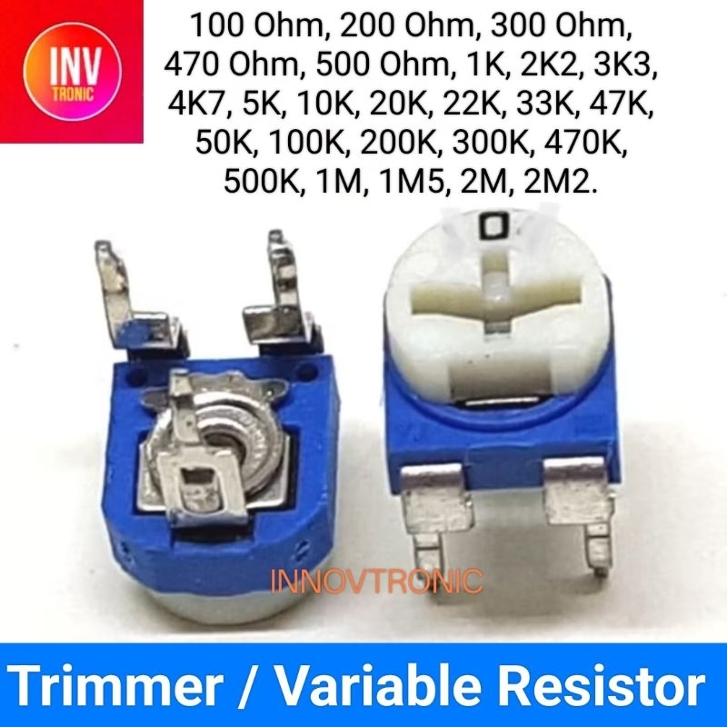 Jual Variable Resistor Trimpot VR Trimmer Plastic Biru 100 Ohm 470 Ohm ...