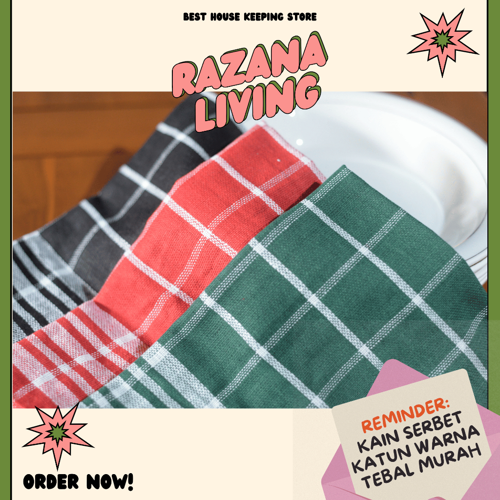 Jual Kain Lap Serbet Warna Katun Tebal 55 cm x 55cm Serbaguna Murah 6 ...