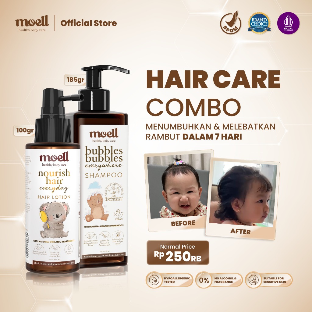 Jual Moell Hair Care Shampoo 185gr & Hair Lotion 100ml With Panax ...