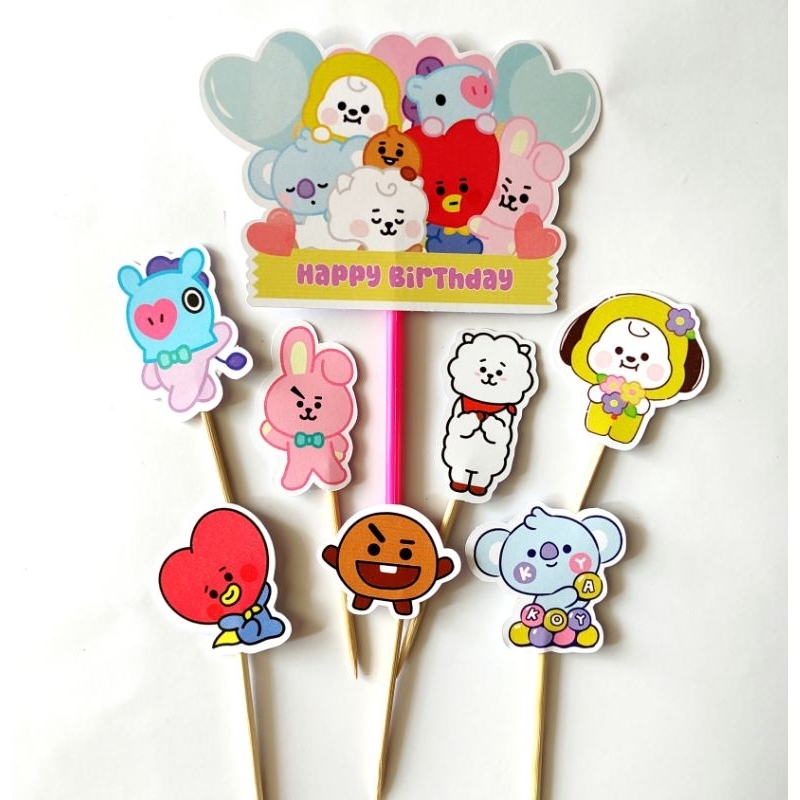 Jual TOPPER BT21 / TOPPER KUE BT21 / CAKE TOPPER BT21 / CUPCAKE TOPPER ...