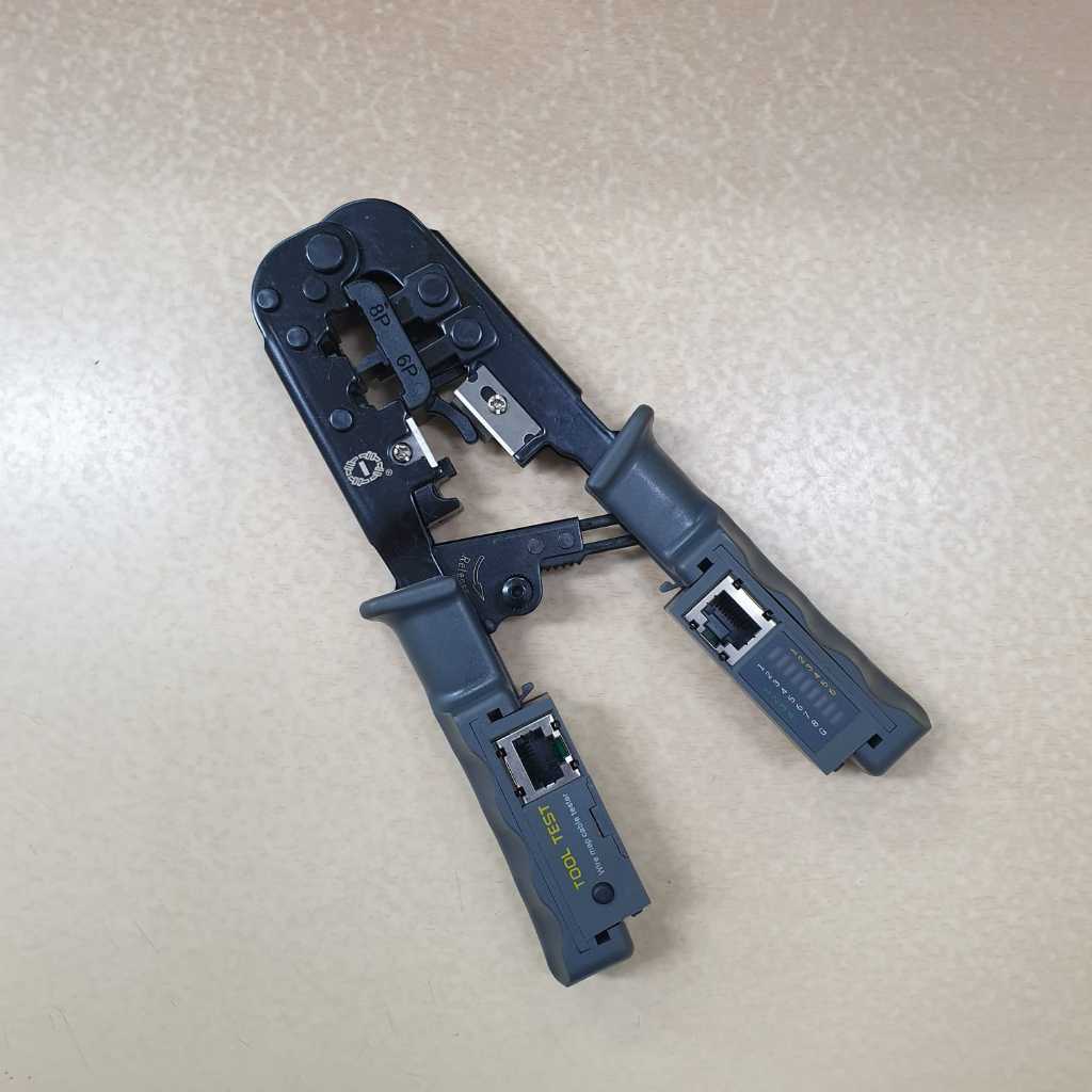 Jual Tang Crimping tool RJ45 RJ11 + tester LAN RJ 45 TLN568CR | Shopee ...