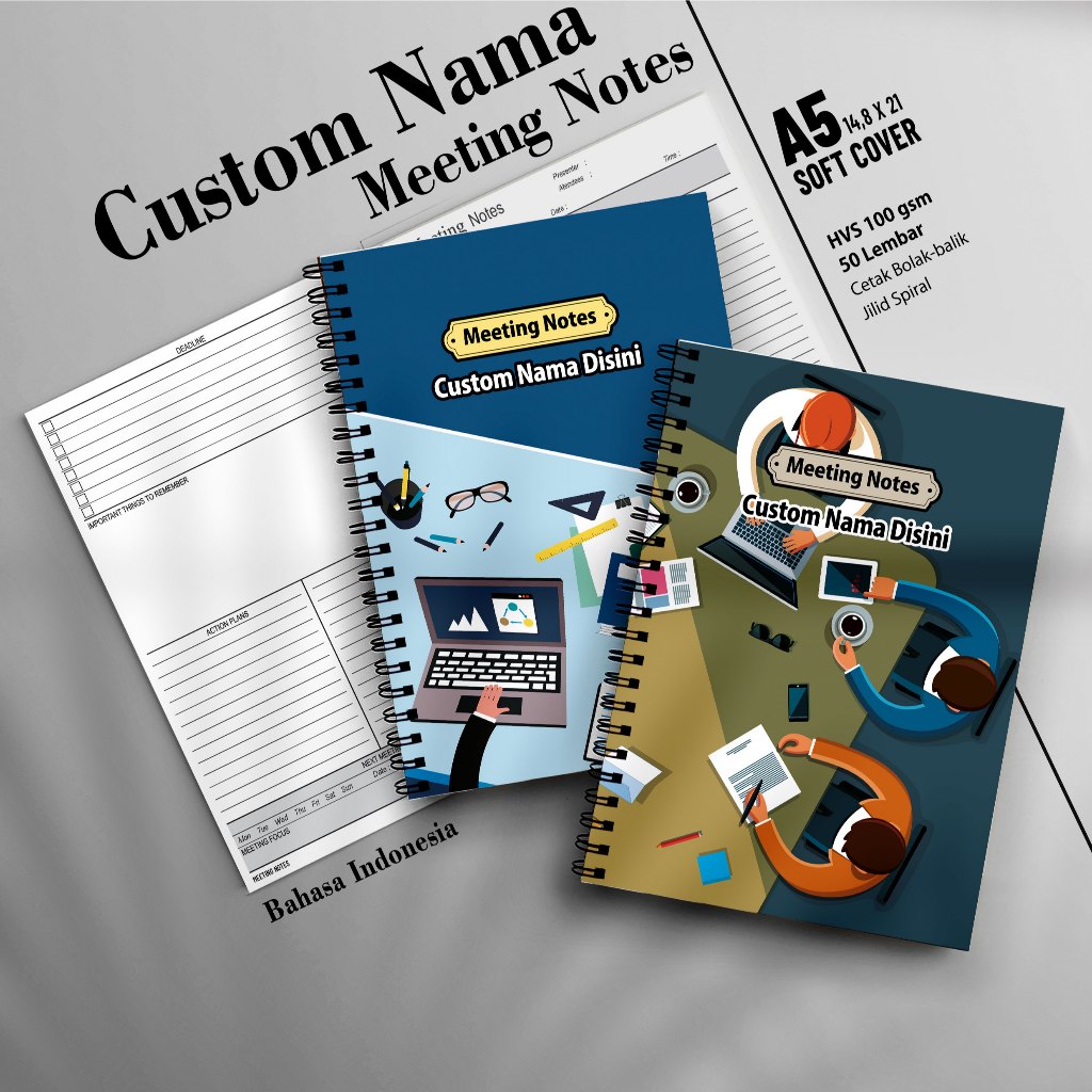 Jual 𝗠𝗘𝗘𝗧𝗜𝗡𝗚 𝗡𝗢𝗧𝗘𝗦 𝗔𝟱 CUSTOM NAMA Catatan Notulen Rapat | Shopee Indonesia