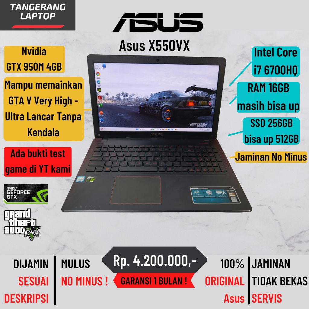 Jual Asus Laptop X550VX Intel Core i7 6700HQ Dual VGA Nvidia GTX 950M ...