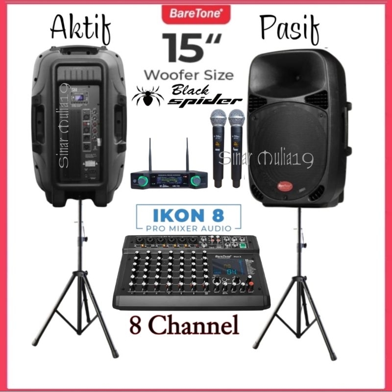 Jual Paket Sound System BareTone 15 Inch ( Aktif & Pasif) Mixer ...