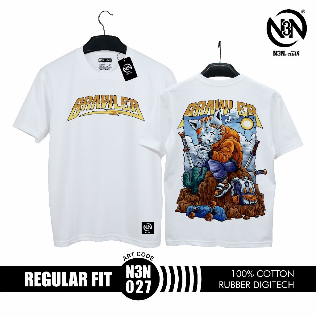 Jual N027 KAOS DISTRO 3 DIMENSI BRAWLER N3N CLOTHING | Shopee Indonesia