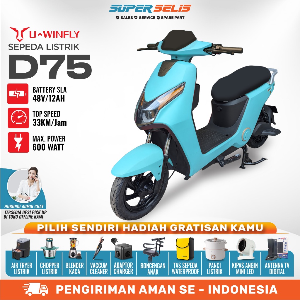 Jual Sepeda Listrik UWINFLY D75 Electric Bike Garansi Resmi | Shopee Indonesia