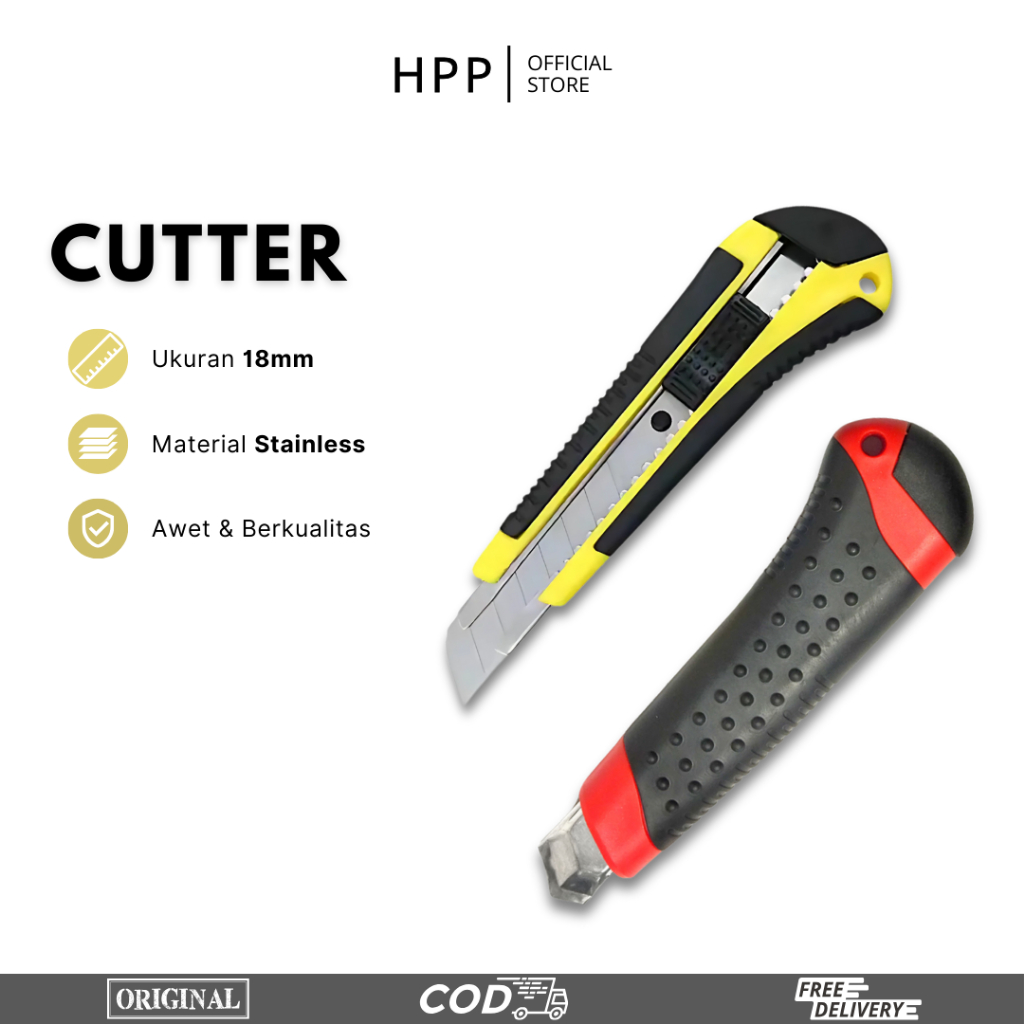 Jual HPP Cutter Stainless 18MM Cuter Tajam Besar - Pisau Karter ...