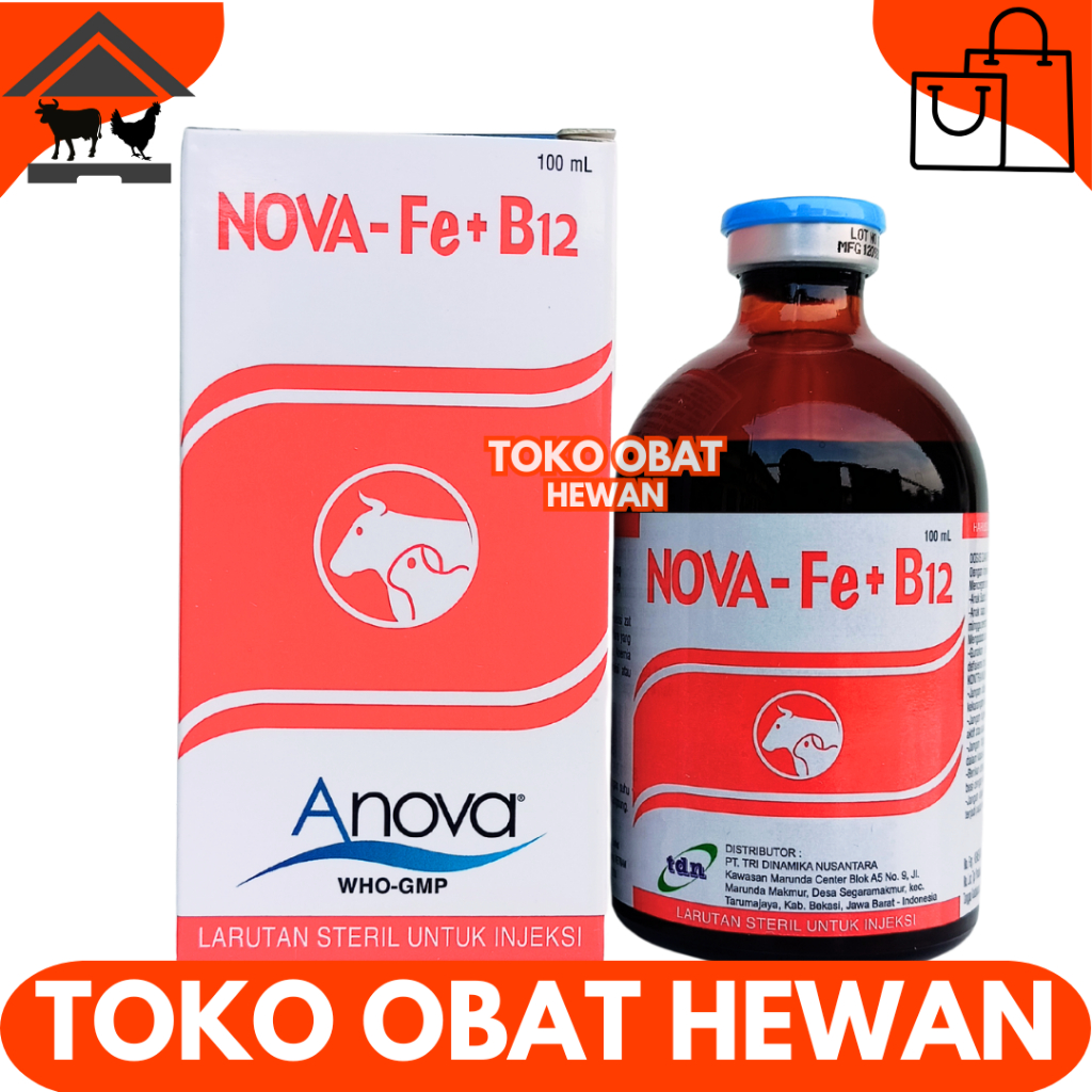 Jual NOVA Fe B12 100ML - Vitamin B12 dan Zat besi untuk hewan Sapi Babi ...