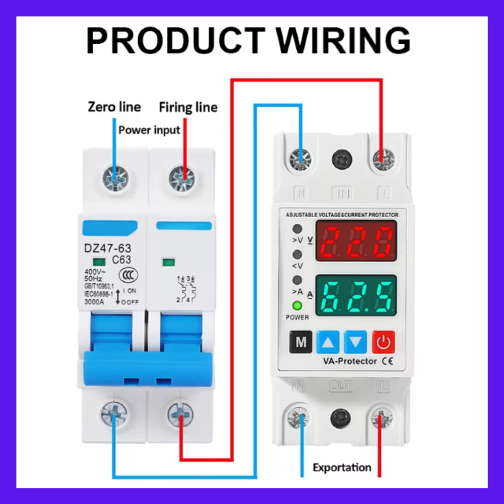 Jual MCB Digital Volt Meter Voltage MCB Digital Din Rail Over Voltage ...