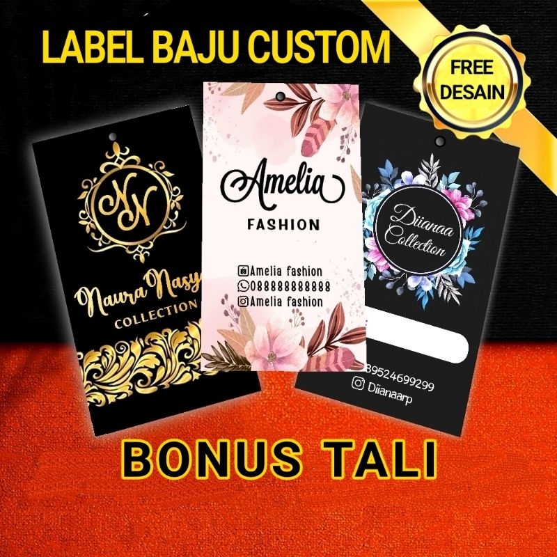 Jual Label baju 100 pcs ukuran 6x11 cm custom desain hangtag handtag ...