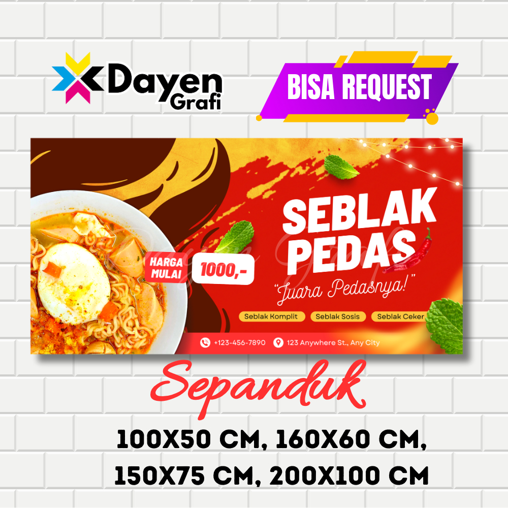 Jual Spanduk Banner Seblak Pedas Merah Cetak Custom | Shopee Indonesia