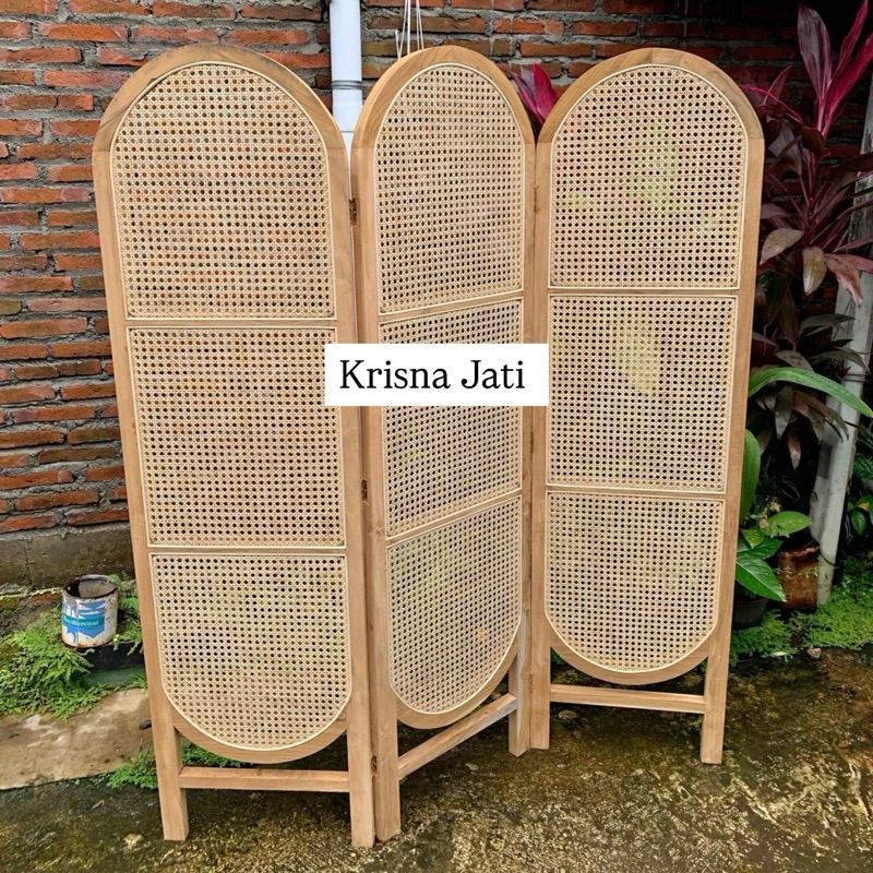 Jual sekat ruangan rotan minimalis kayu jati | READY STOCK | Shopee ...