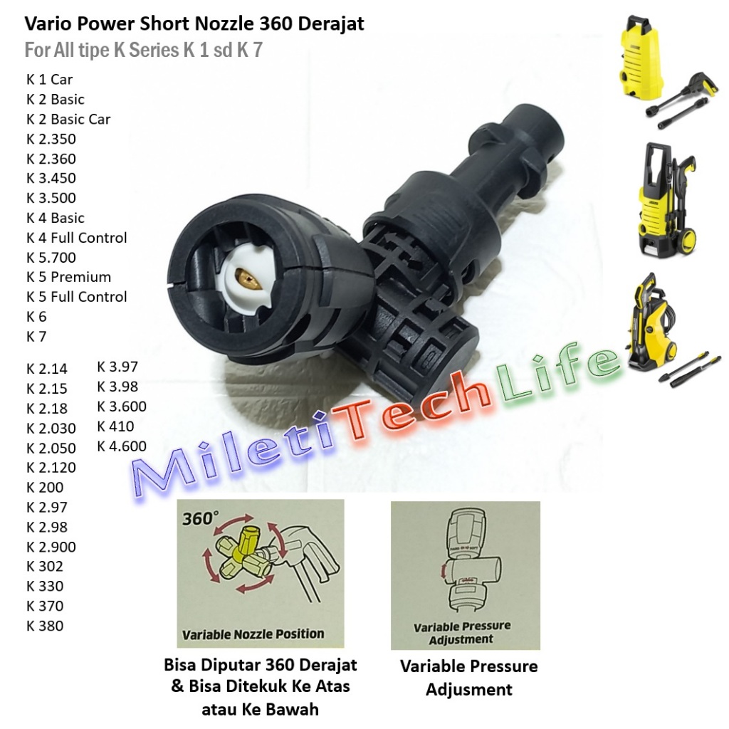 Jual Karcher Nozzle VP180S Flexible Short Nozzle 360 derajat for Jet Cleaner Karcher Nilfisk ...