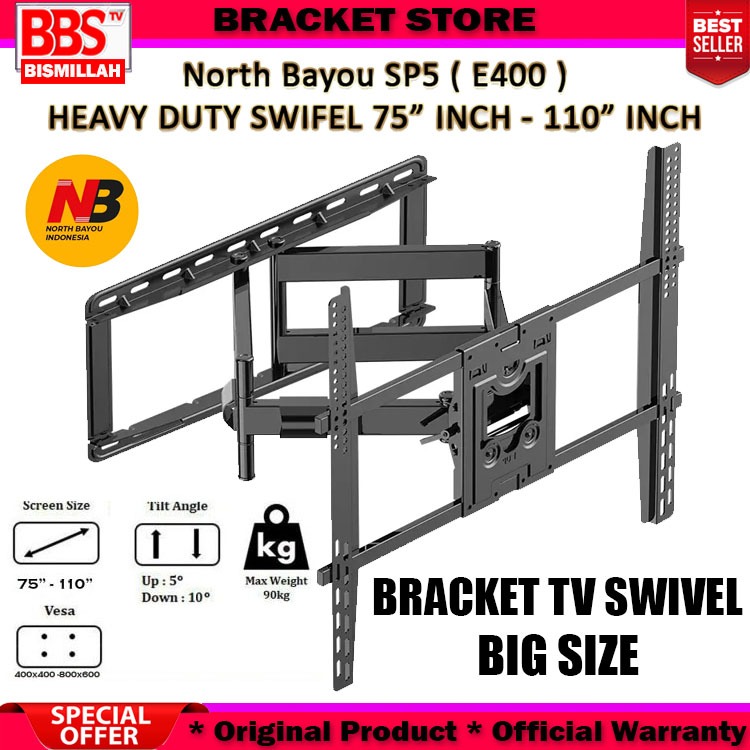 Jual breket swivel tv/bracket tv swivel 110 90 85 80 75 70 65 60 55 50 ...
