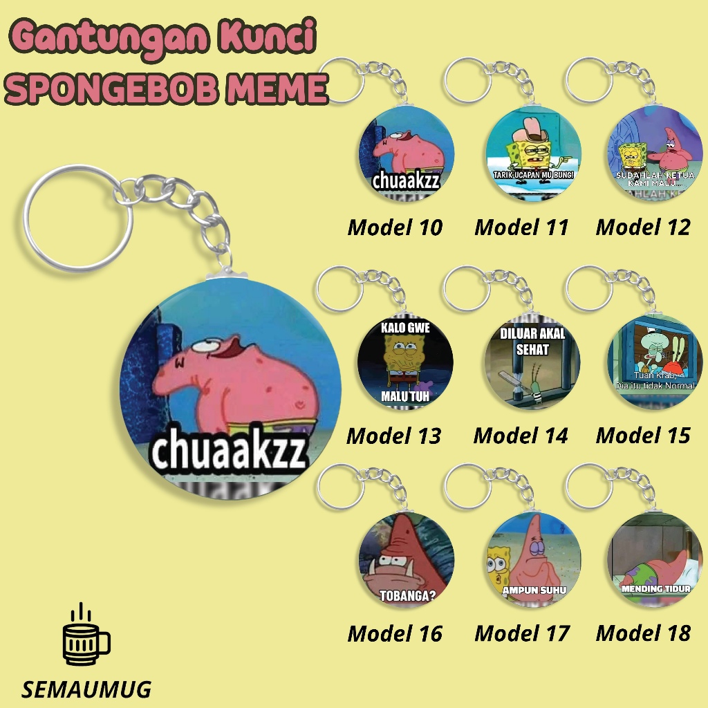 Jual GANTUNGAN KUNCI SPONGEBOB MEME STICKER KADO GANCI BULAT MEME LUCU ...