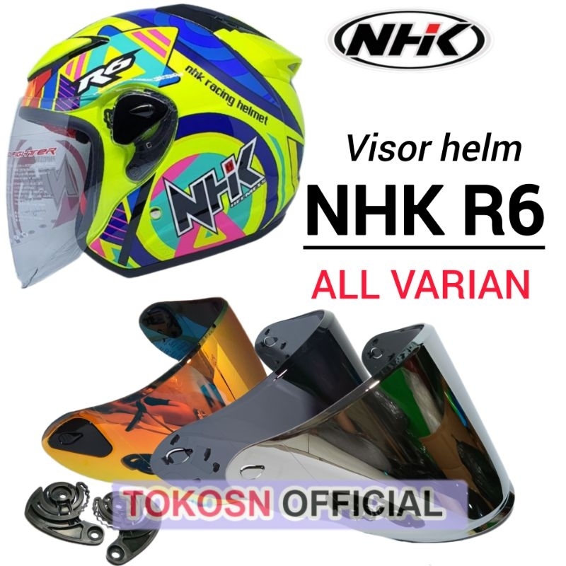 Jual Flat visor helmet NHK R6 | kaca helm nhk r6 bening hitam iridium silver gold red blue ...
