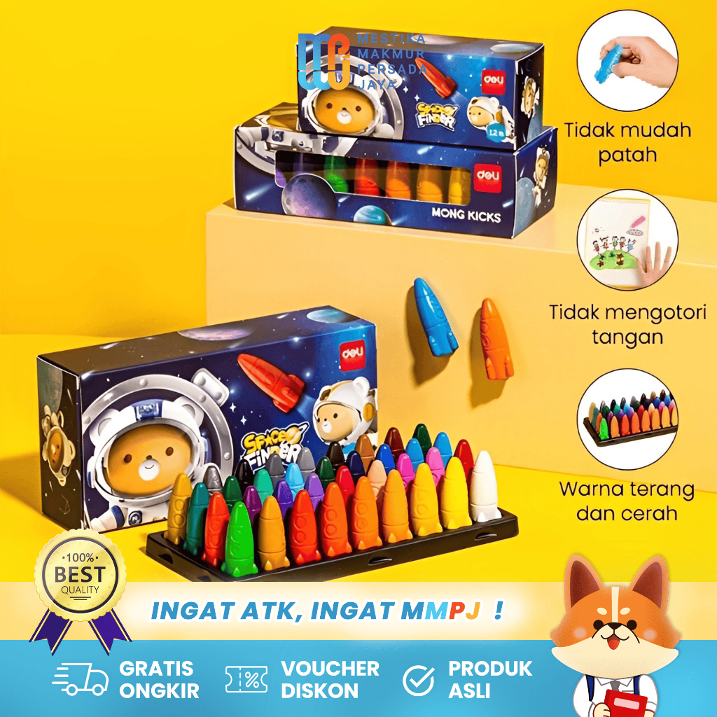 Jual Deli Crayon Anak Lengkap - Oil Pastel Bentuk Rocket Anti Kotor dan ...