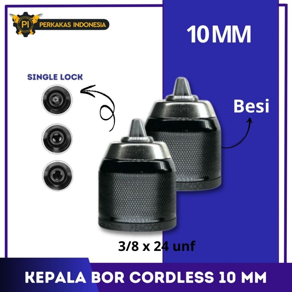 Jual Kepala Bor Baterai Cordless 10 mm Key less Drill Chuck Single Lock ...