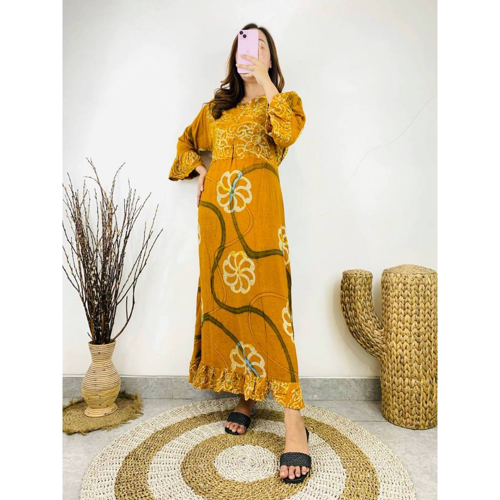 Jual Batik Benang Raja Longdress Maura Cap | Shopee Indonesia
