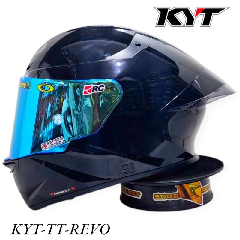 Jual Helm KYT TT Revo Black Glos paket ganteng original KYT | Shopee ...