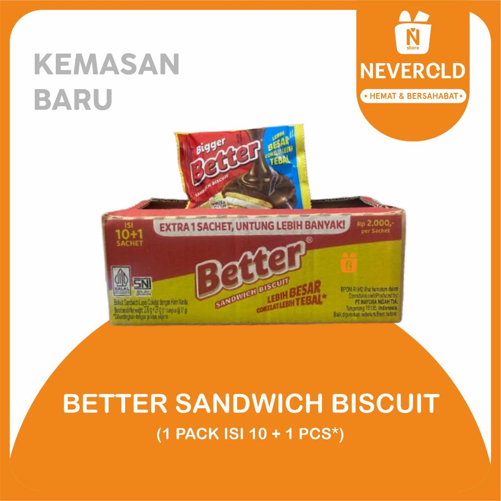 Jual BETTER SANDWICH BISKUIT ALL VARIANT 1 PACK ISI 10 | Shopee Indonesia