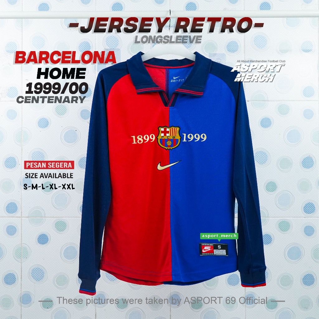 Jual JERSEY RETRO BARCA HOME CENTENARY 1999 2000 LONG SLEEVE JERSI ...