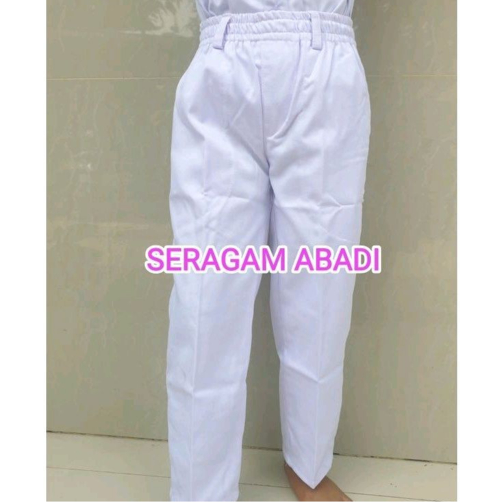 Jual Celana panjang putih sekolah tk sd, smp, pinggang full karet / celana panjang putih ...