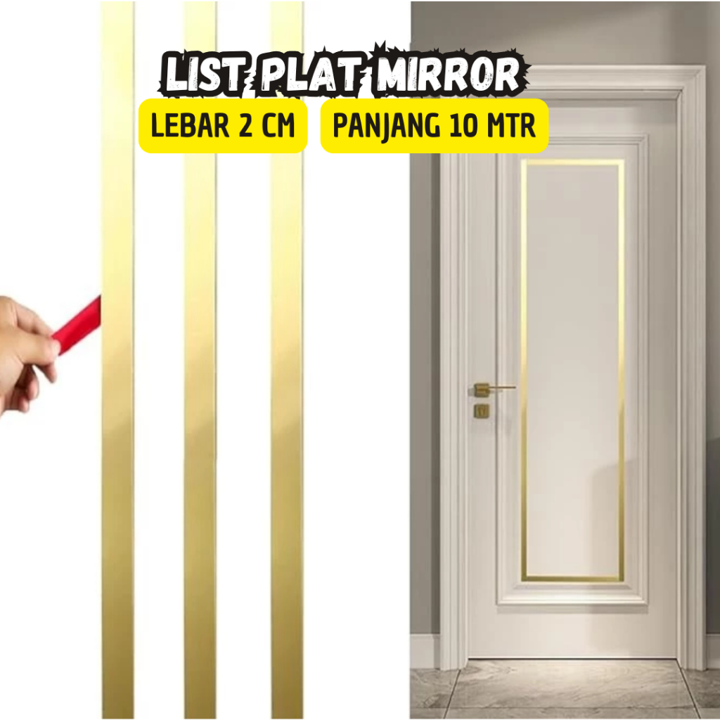 Jual List Plat Strip Mirror Hairline PVC Gold Panjang 10 Meter x Lebar ...