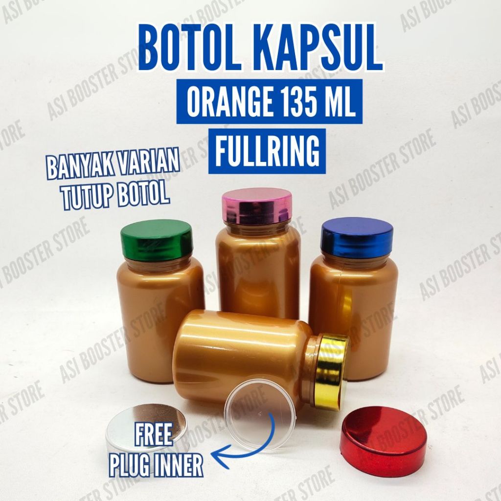 Jual Botol Kapsul 135ML Orange Tutup Orange Polos/Botol Obat | Shopee ...