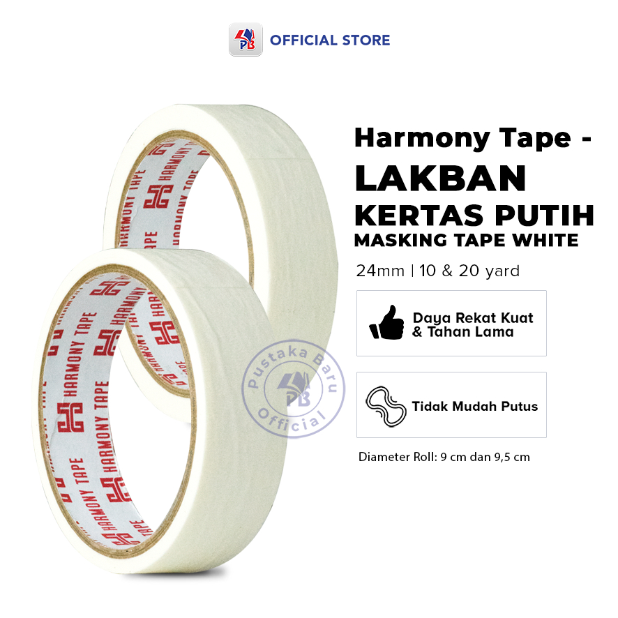 Jual Masking Tape / Lakban Kertas Putih Merk Harmony Panjang dan Pendek ...