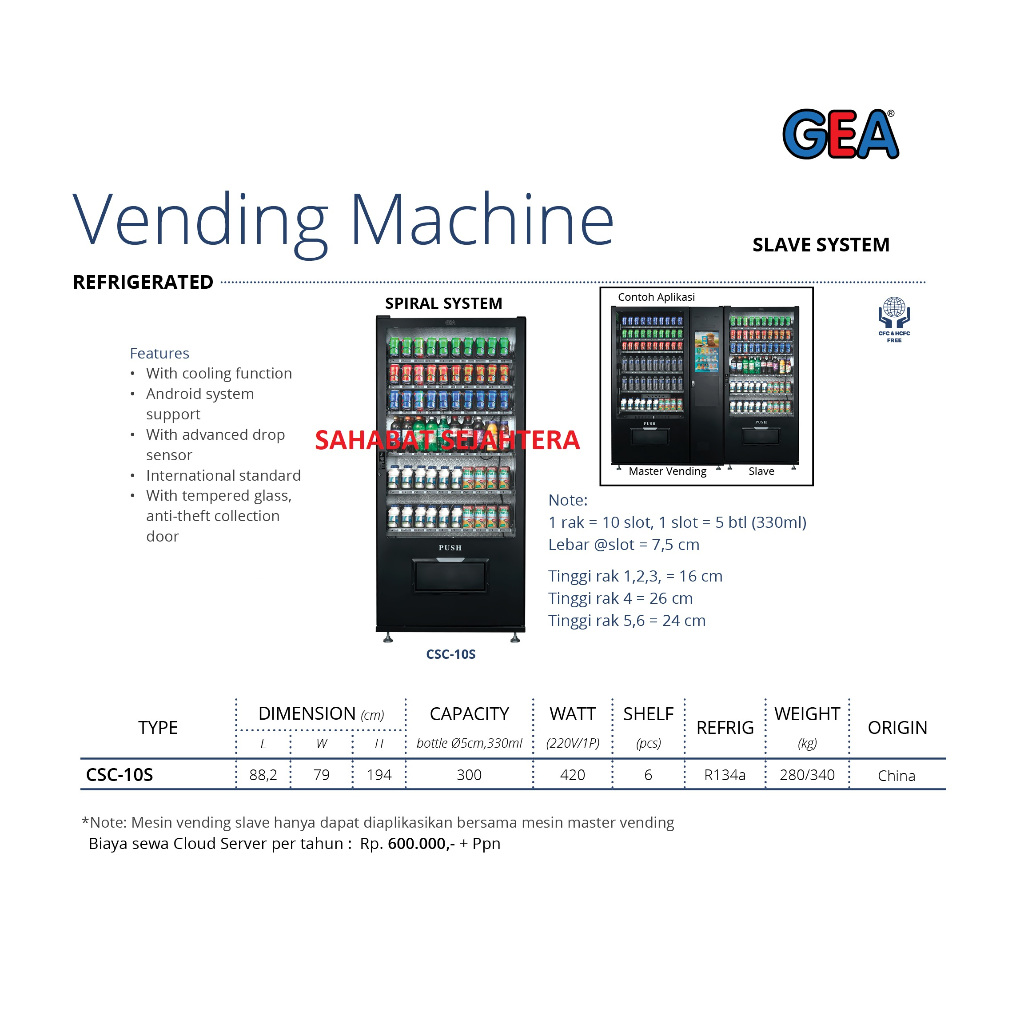 Jual GEA Vending Machine Refrigerated Otomatis CSC-10S – Mesin Penjual ...