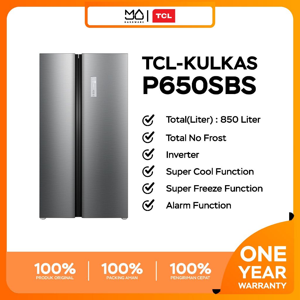 Jual TCL Kulkas 2 Pintu Side by Side 633L No Frost Inverter (P650SBS ...