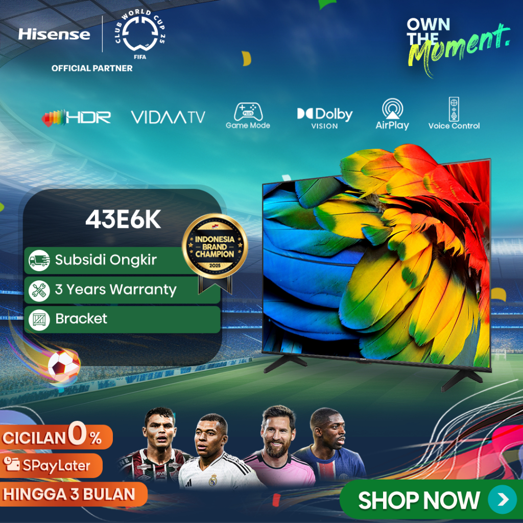Jual Hisense 43" SP 4K UHD Vidaa Smart TV-Bezelless Design-Dolby Audio- Youtube/Netflix/Prime ...