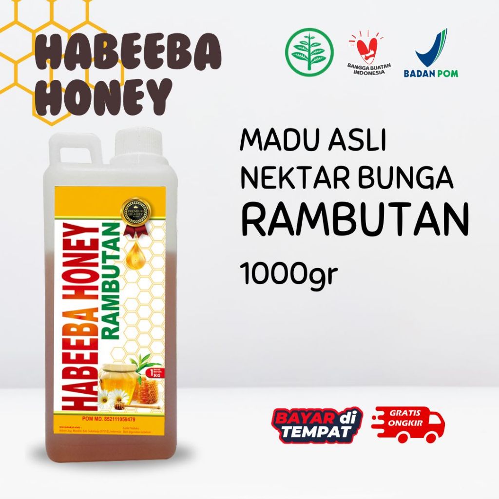 Jual Madu Rambutan Asli Nektar Bunga Rambutan 100% Habeeba Honey 1kg ...