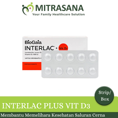 Jual INTERLAC PLUS VIT D3 30 TAB | Suplemen Probiotik + Vitamin D3 Rasa ...