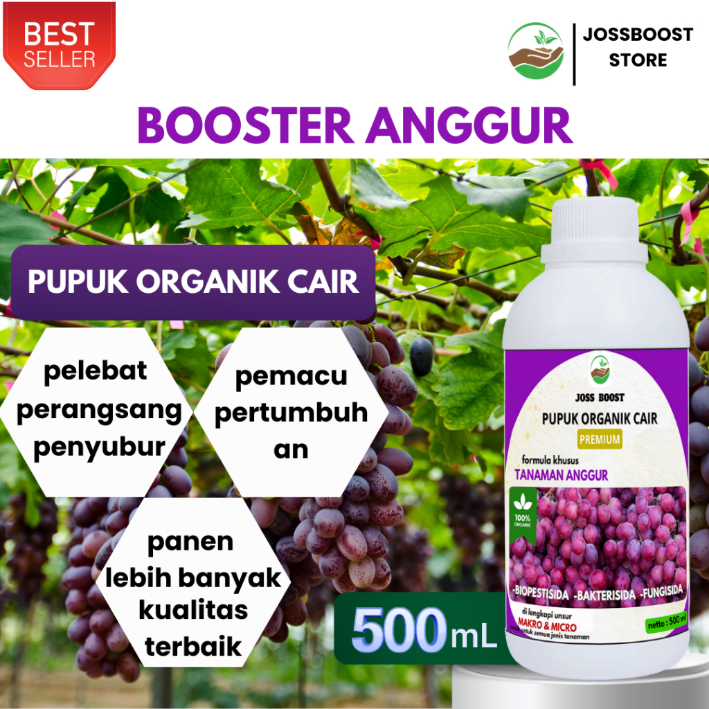 Jual pupuk Booster Anggur 500ML / Pupuk Pelebat Buah Anggur Pemacu Tumbuh Bunga dan Buah Anti ...