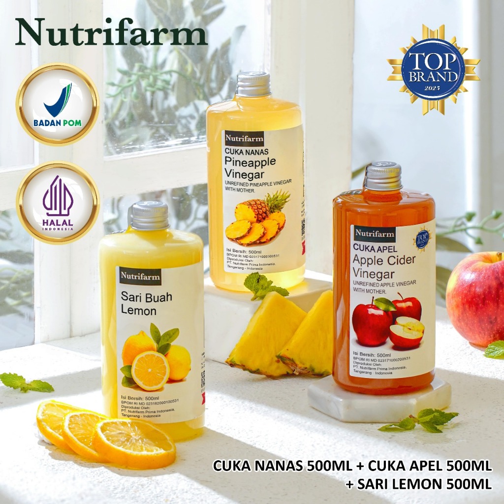 Jual PAKET IMUN NUTRIFARM CUKA NANAS LEMON CUKA APEL/ CUKA NANAS 500 ML ...