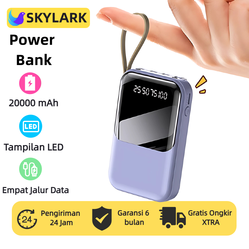 Jual Mini Power Bank 20000 mAh 4 Kabel USB Pengisian Cepat Pengisi Daya ...