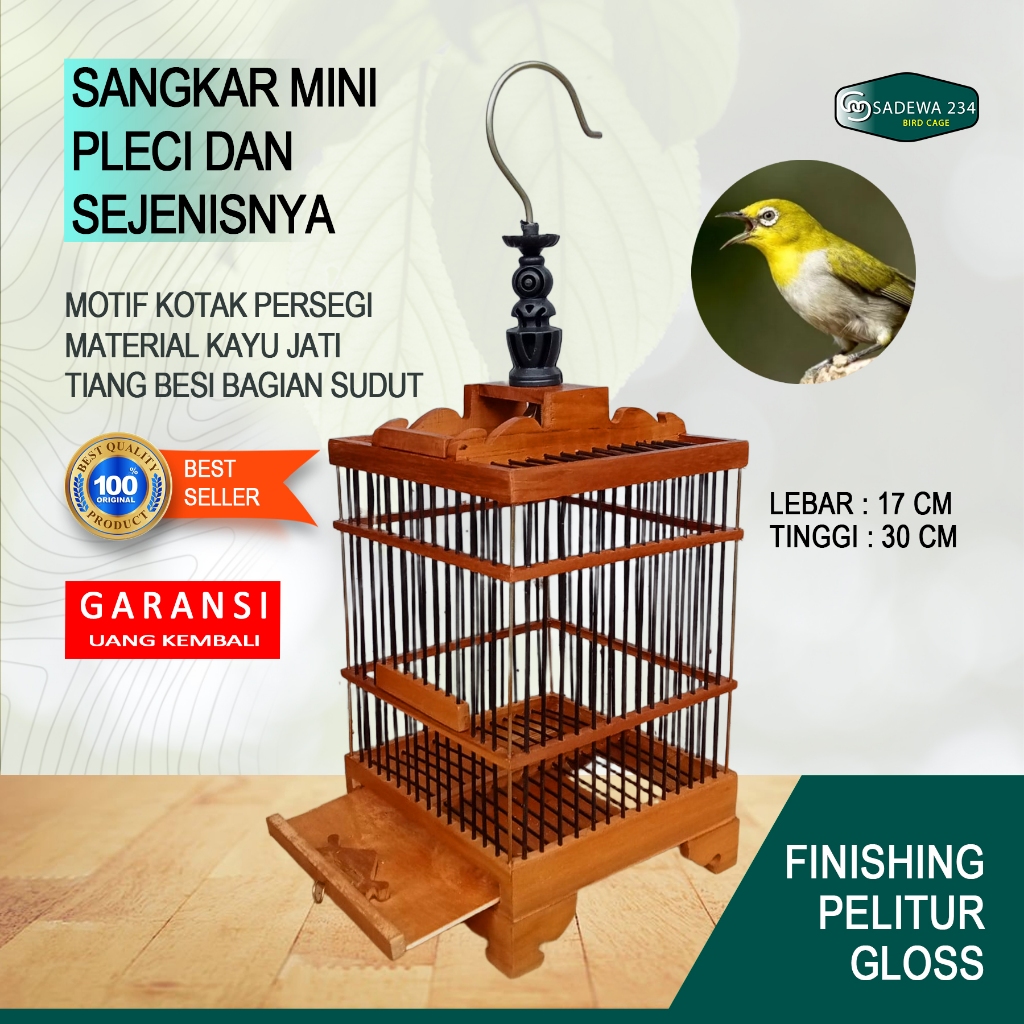 Jual Sangkar burung Pleci Kayu jati Mini Murah finishing semprot ...
