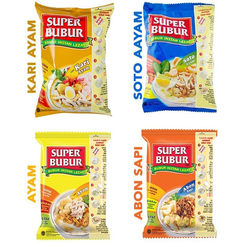 Jual SUPER BUBUR BUBUR INSTANT RASA AYAM | ABON | SOTO | KARI AYAM ...