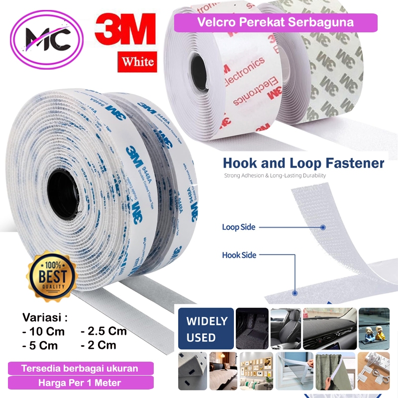 Jual Velcro Tape 3M Putih Velkro Adhesive Tape Hook Loop 3m Original ...
